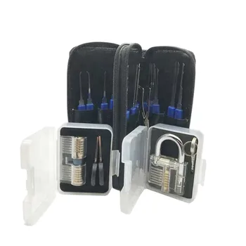 24pcs Stainless Steel Lock Pick Set With Transparent Practice Lock ...