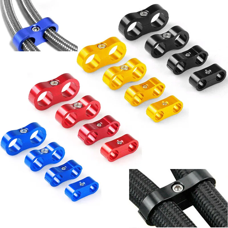 Universal Oil Fuel Line Mounting Clamps Divider Braided Double Hose ...