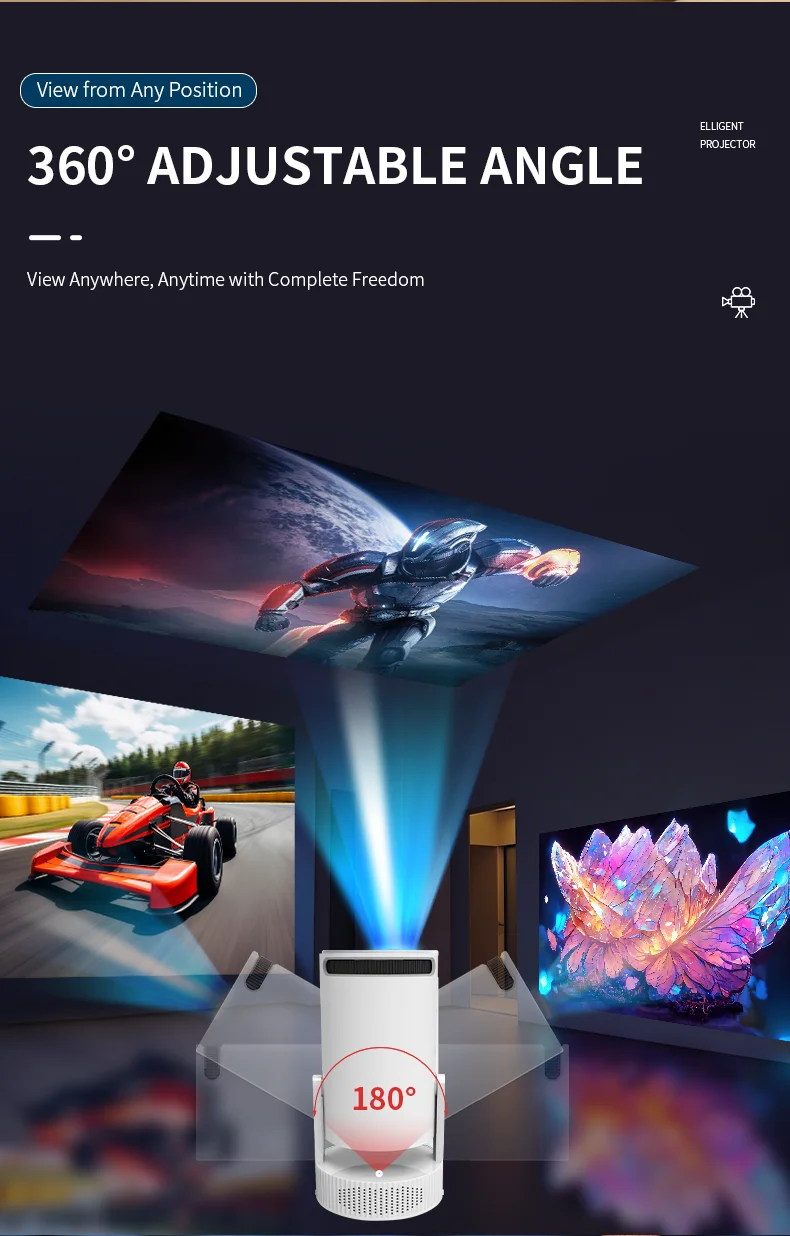 Portable HY300MAX Battery Projector Rechargeable Smart Android WiFi LCD ...
