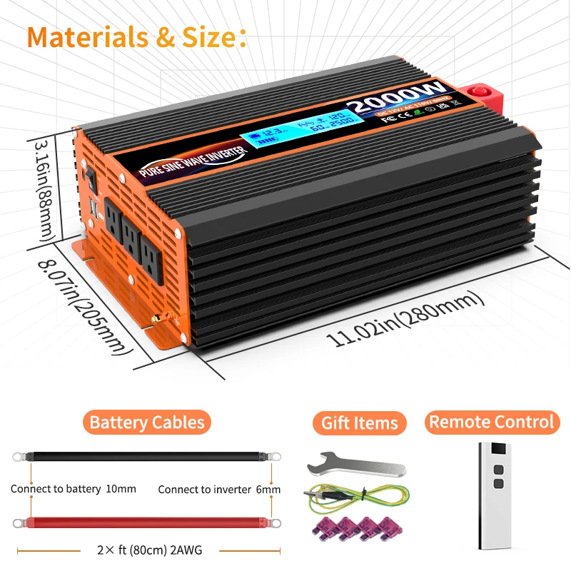 Sunflx 1000w Power Inverter Pure Sine Wave Inverter 1000w 800w 500w Solar Dc 12v To Ac 220v ...