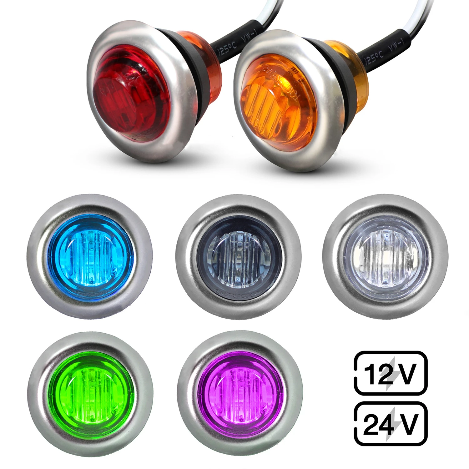 Truck Trailer Yacht 12v/24v Small Round Light 3led Side Marker Width ...