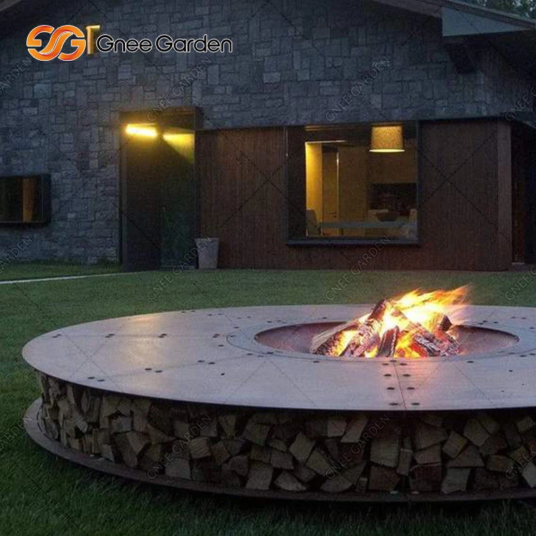 Corten Steel Firepit Table - Durable Outdoor Warming Solution