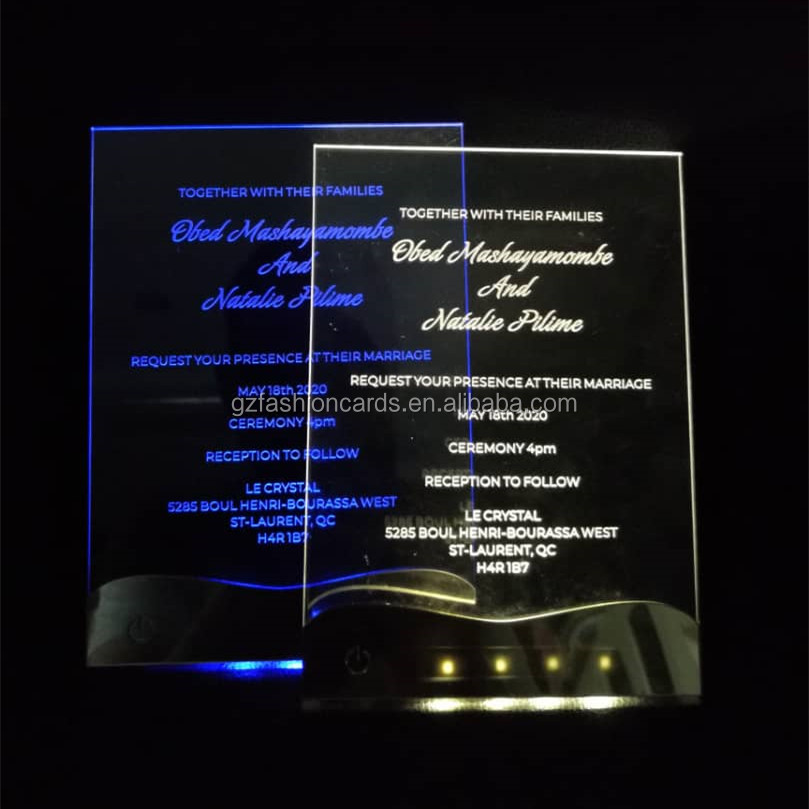 Unique LED Acrylic Wedding Invitations with Different Invitations