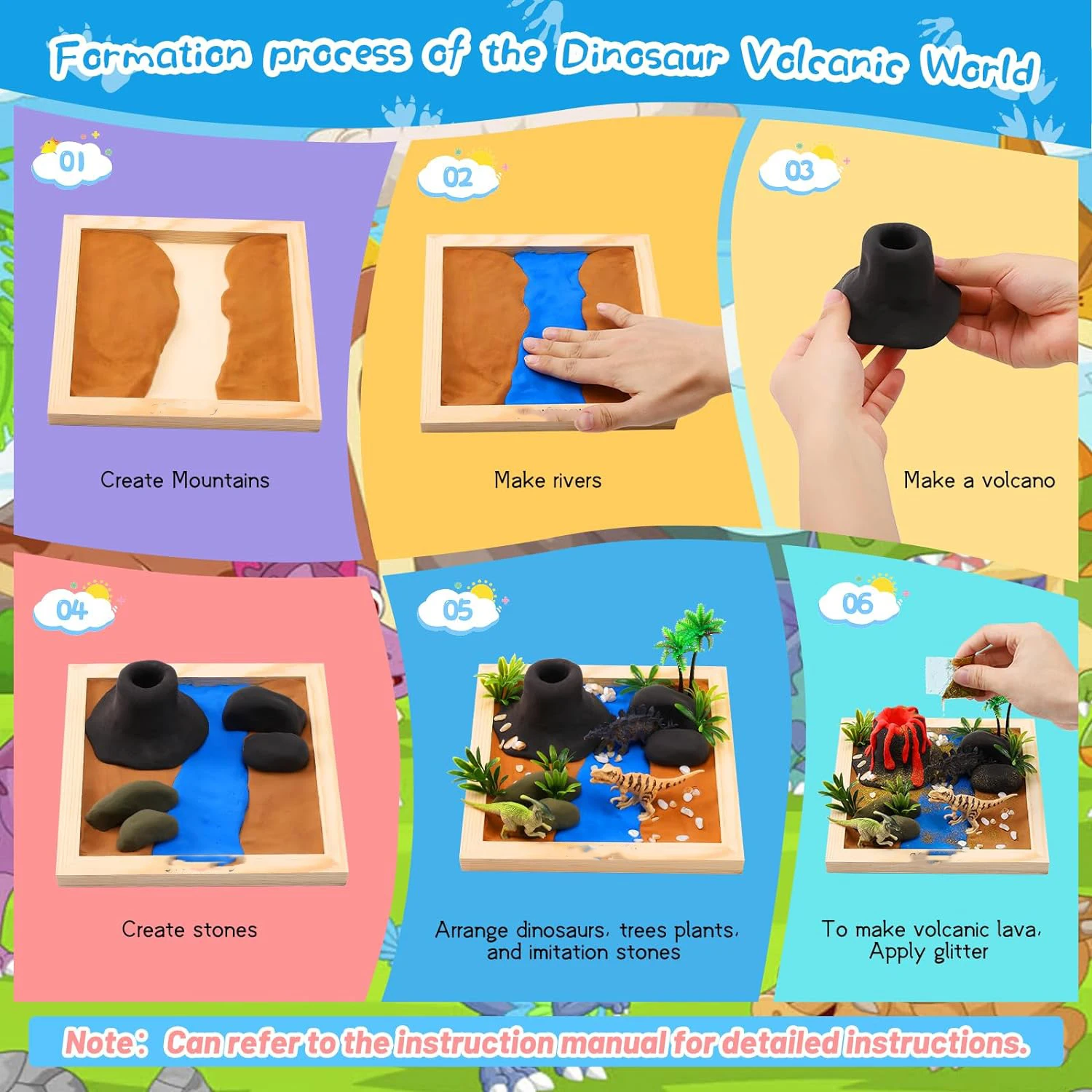 Exciting Diy Dinosaur World Art Craft Kits For Kids Funny Diy Clay Kits ...