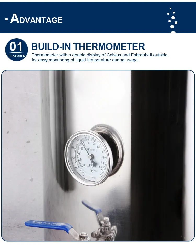 Home Brewing Pot With Thermometer Brewing Equipment Mash Tun Insulation ...