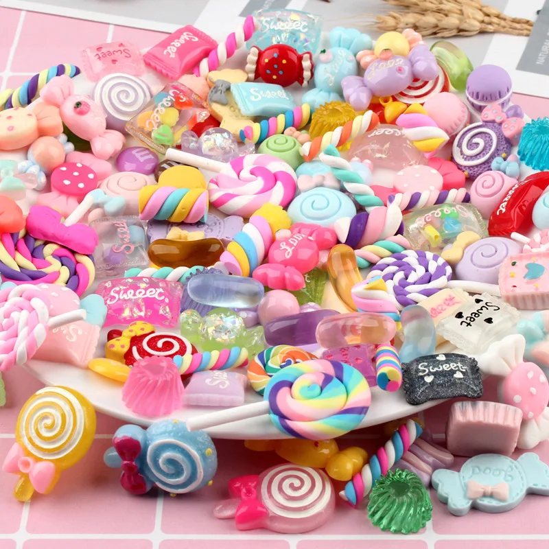 Slime Charms 50 Pcs Mix Kawaii Cute Set Mixed Resin Candy Charms for ...