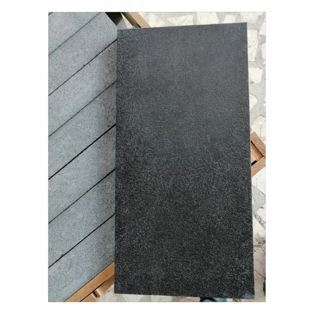 Black Basalt Tile Paver Sandblasted Brushed Honed Cubic Natural Garden ...
