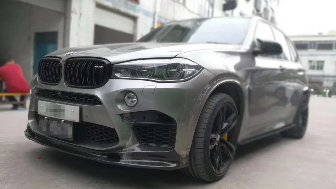 3D Style Real Carbon Fiber Front Bumper Lip Front Spoiler Front Lip for BMW X5M F85 X6M F86 2016 ...
