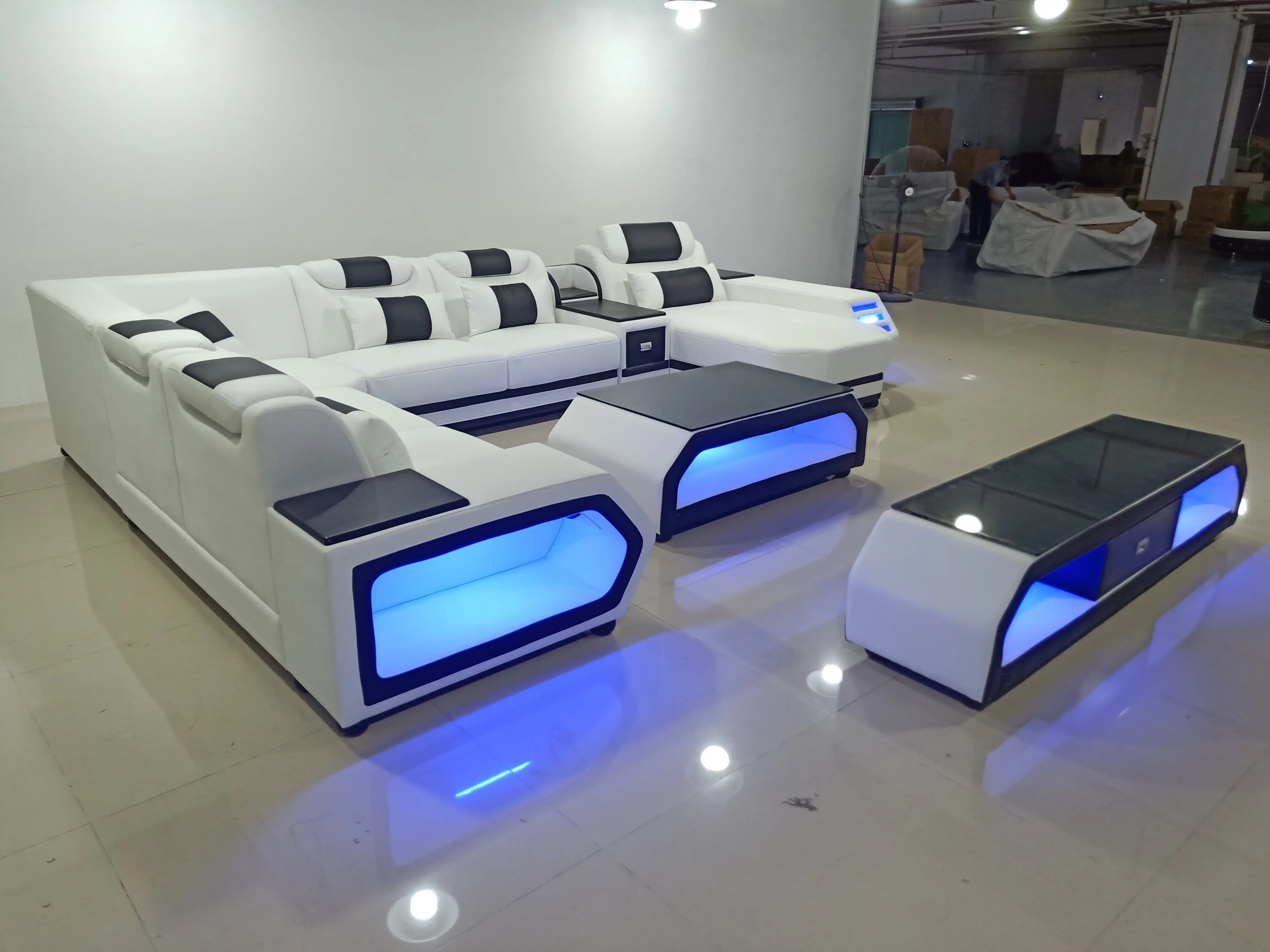 Cbmmart Modern Living Room Leather Sofas Set Furniture Multi-function ...