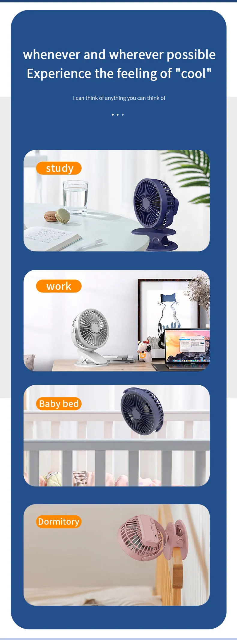 2022 Portable Clamp Personal Cooling Table Desktop Fans Baby Stroller ...