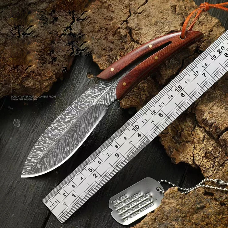 Bochen Feather Damascus Laser 5cr13 Steel Blade Knife