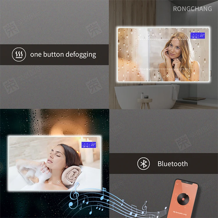 Waterproof Defogger Touch Switch Rectangle Smart Speaker And Radio Led ...