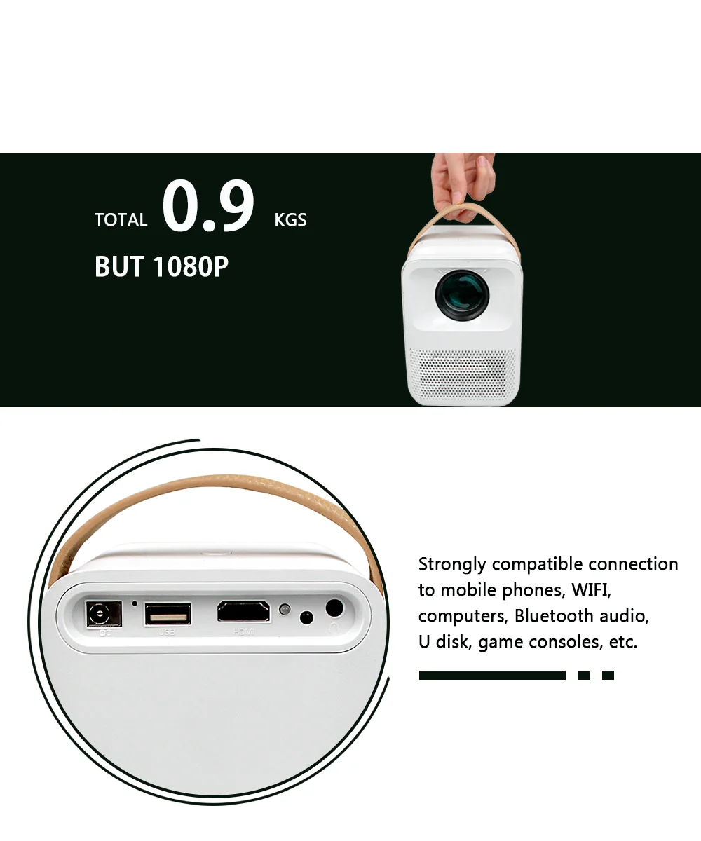 Portable Projector 4k Mini Led Full 3d Hd 1080p Hdmi Usb Mobile Phone ...