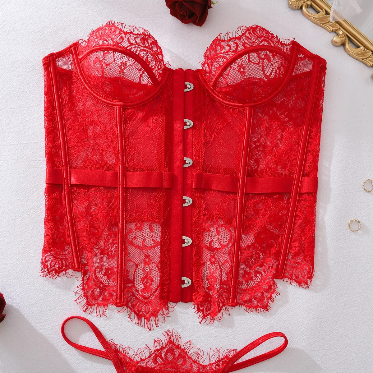 Sexy Lingerie for Women Palace Sensual Corset Hilitos 2PC Sheer ...