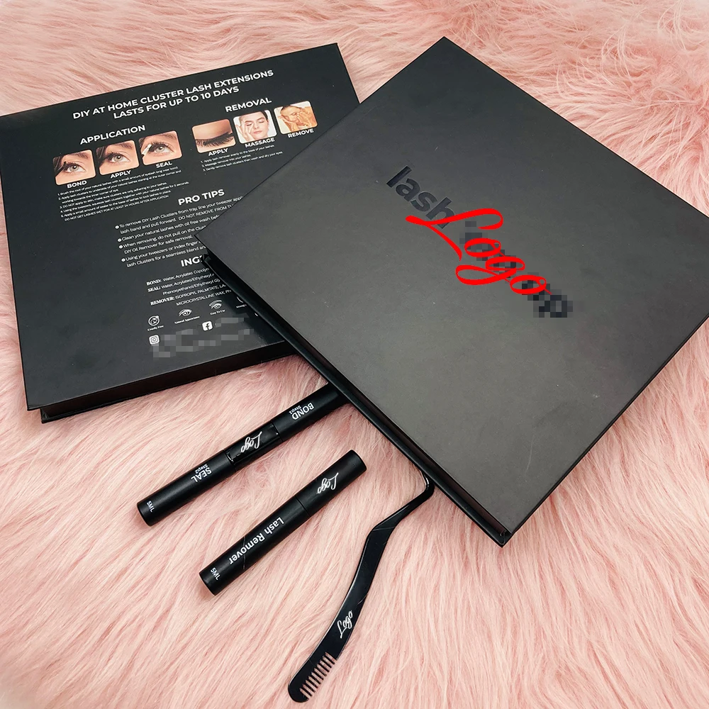 Cluster Lash Set Custom Logo Wholesale Private Label Faux Mink Fluffy D ...