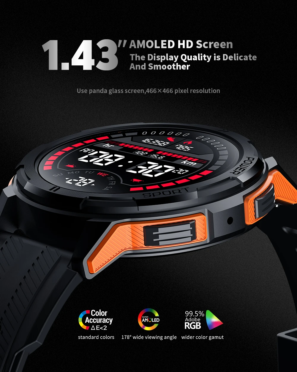 AMOLED Smart Watch SC25 - 100+ Styles, 410mah Battery