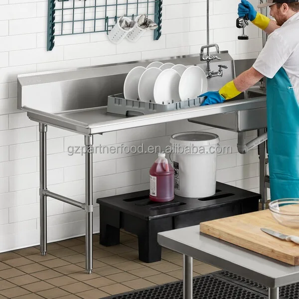 Commercial Kitchen Stainless Steel Left Side Soiled Dish Table Dirty ...