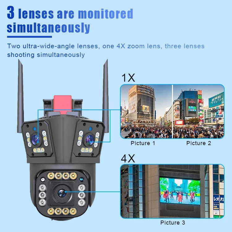 IPC360 Home 3 Lens 4K 10X Zoom Security Camera Panoramic Human ...