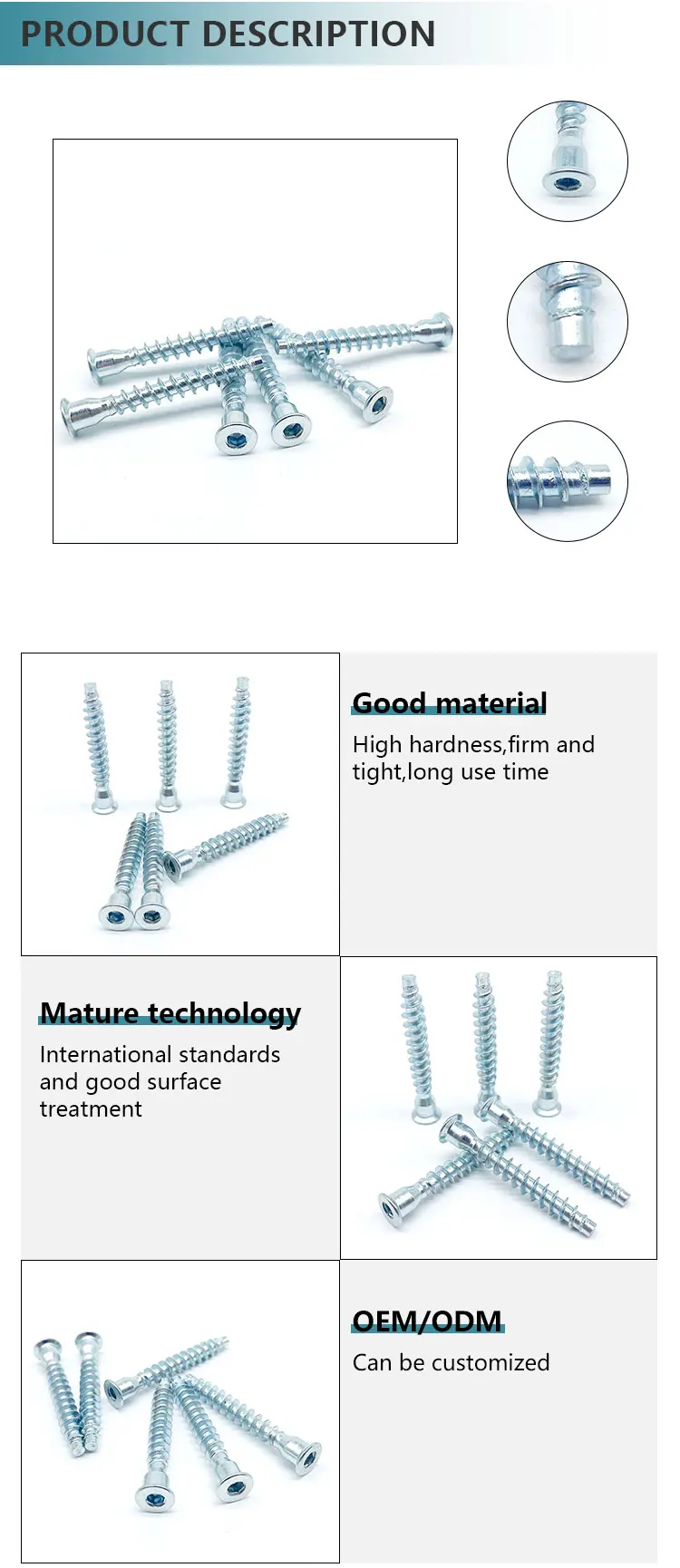 Flat Head Furniture Screws - Confirmat Screw 6.3x50