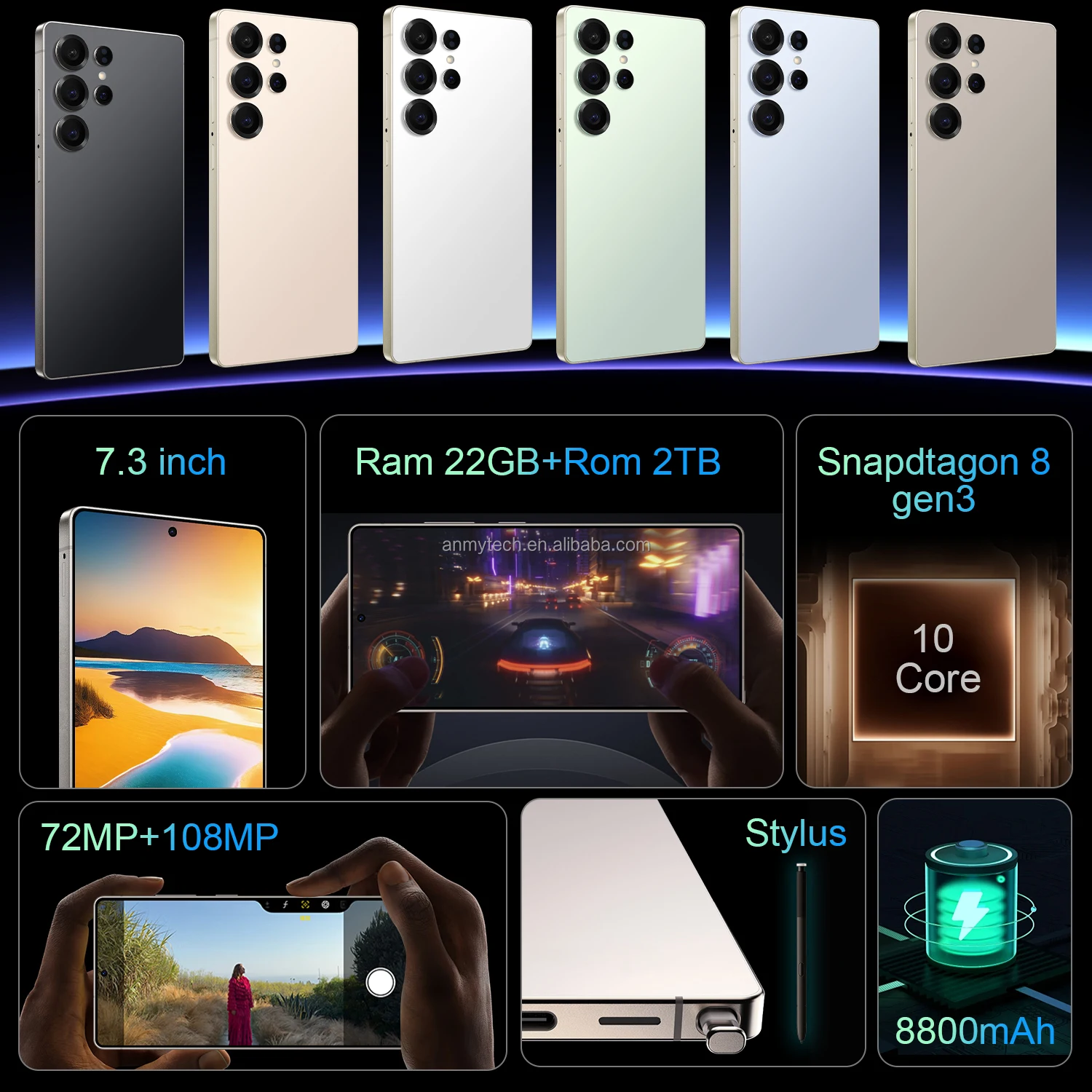 Android S25 Ultra 5G Smartphone 108MP Rear Camera Quad Core 22GB RAM HD ...