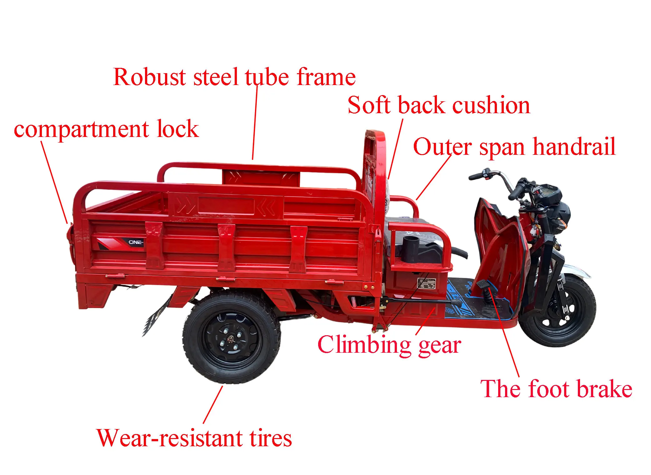 800w Electric Tricycle with Passenger Back Seat - 60V Motor