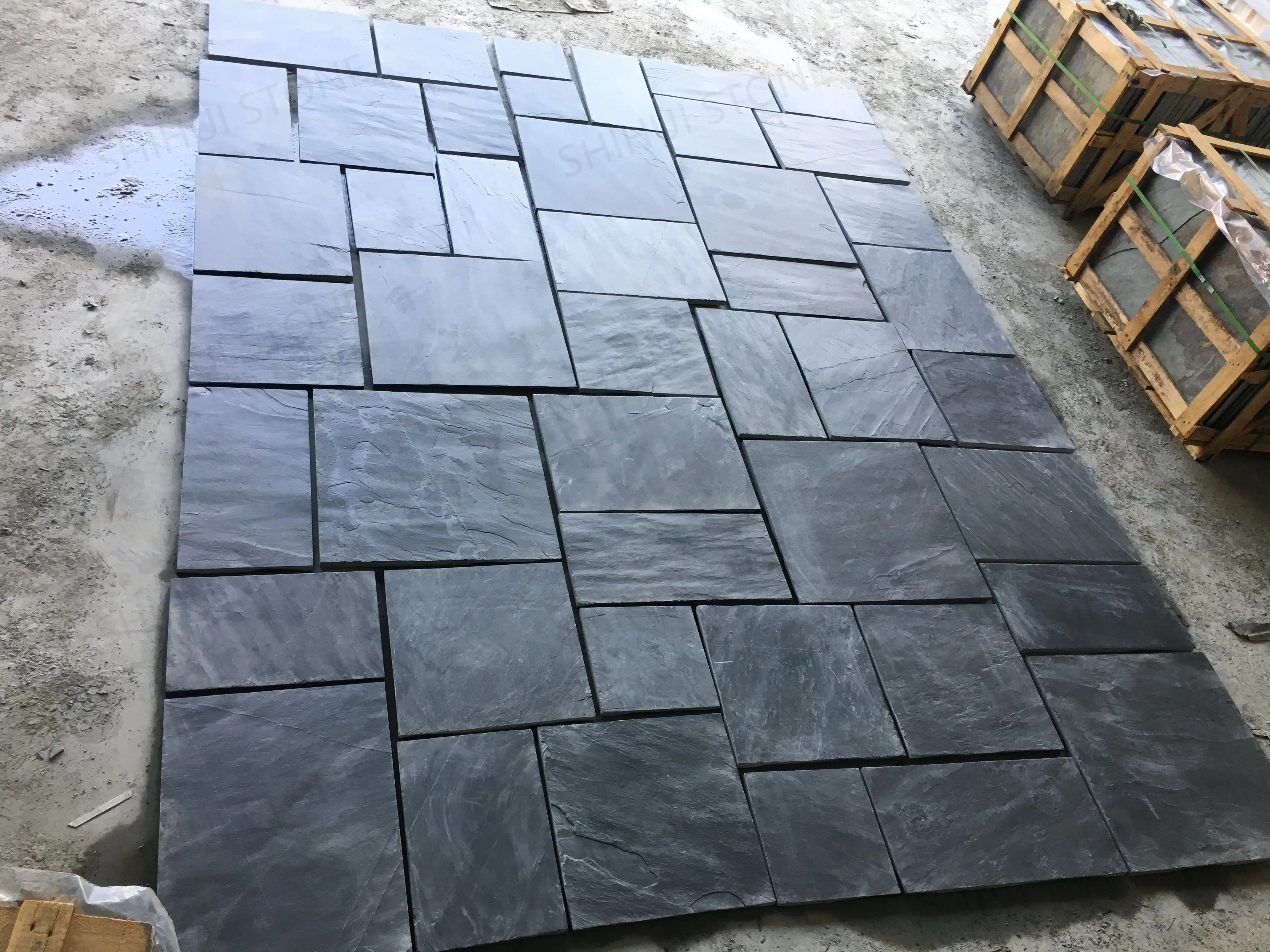 SHIHUI Jiangxi Black Slate French Pattern Pavers Modern Design Natural ...
