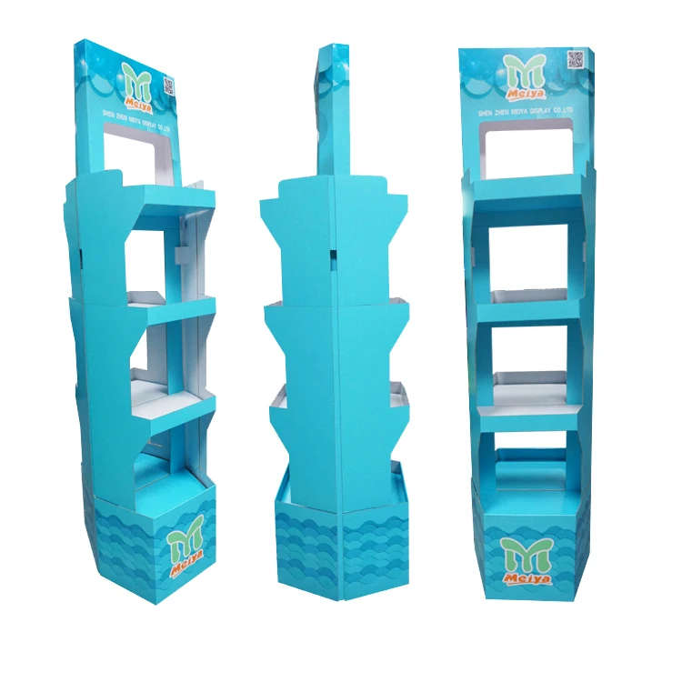 Custom Supermarket Retail Display Racks Cardboard Floor Display Stand ...