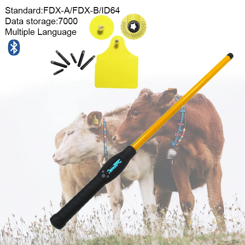 Long Stick Rfid Animal Reader 134.2khz Fdxb Hdx Bt Waterproof Handheld ...