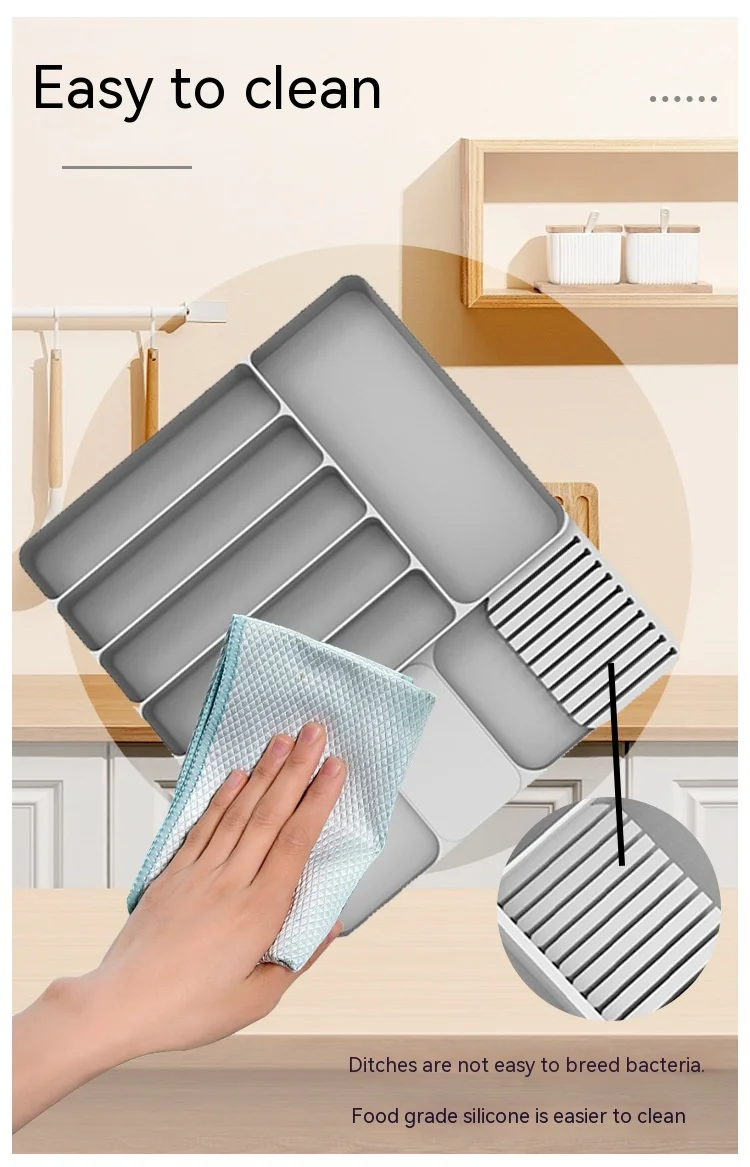 Silicone Cutlery Storage Box Cabinet Divider Knife,Fork And Chopsticks ...