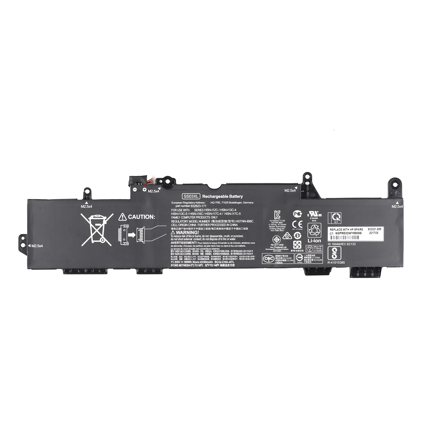 Brand New 11.55V 50Wh SS03XL Lithium Laptop Battery for HP EliteBook ...