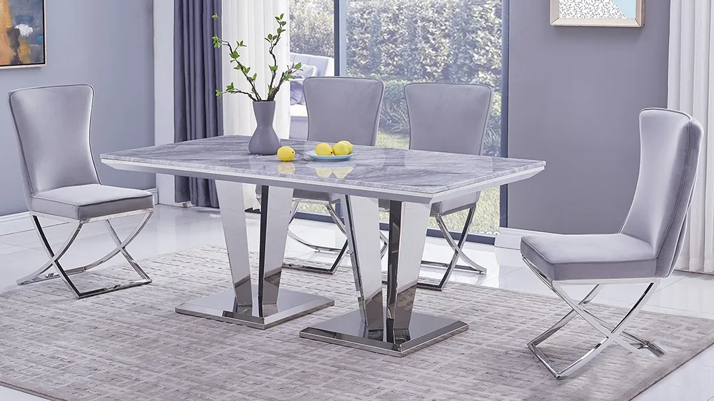 Rectangle Natural Stone Marble Top Dining Table Sets - Buy Dining Table ...