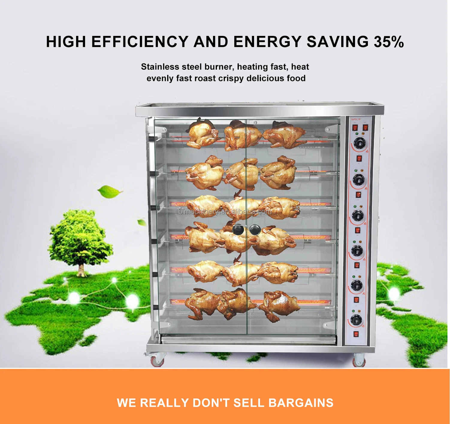Bakery Rotary Chambers Roasting Chicken Baking Oven 3 to 9 Rods Roasted ...