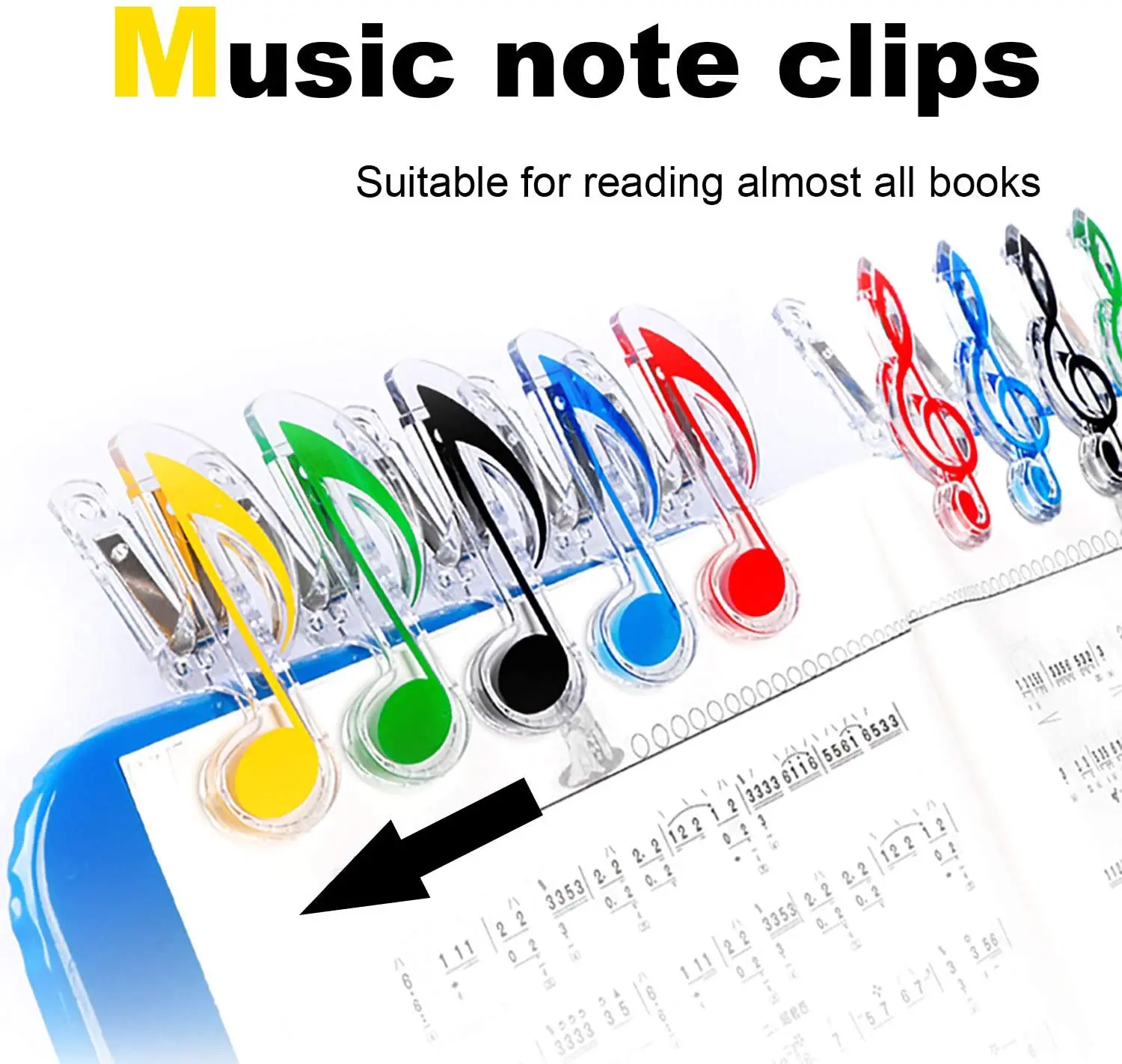 Plastics Music Note Clips Page Holder Acrylic Bookmarks Stationery ...