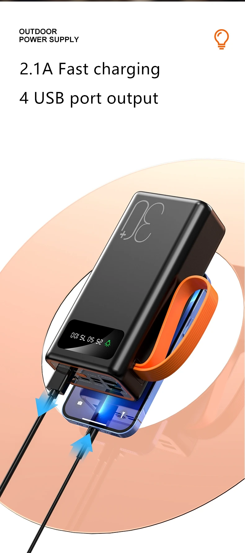 2024hot Full Capacity 30000mah Power Bank 4 Usb Output Fast Charging ...