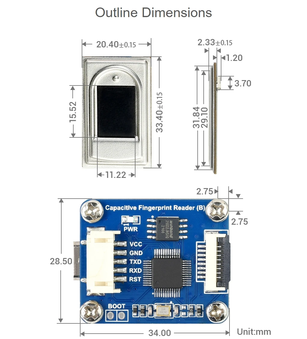 Fingerprint Sensor Kit for Secure Door Locks - Waveshare