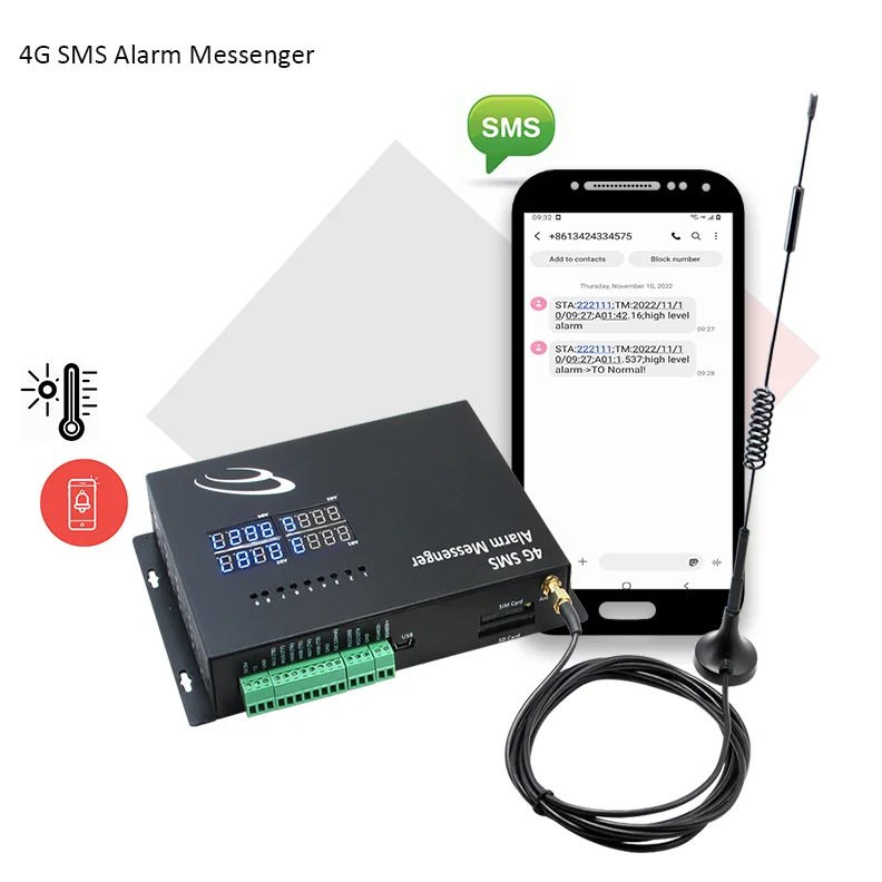 4g Sms Data Logger Temperature Controller Sensor Fire Smoke Detector ...
