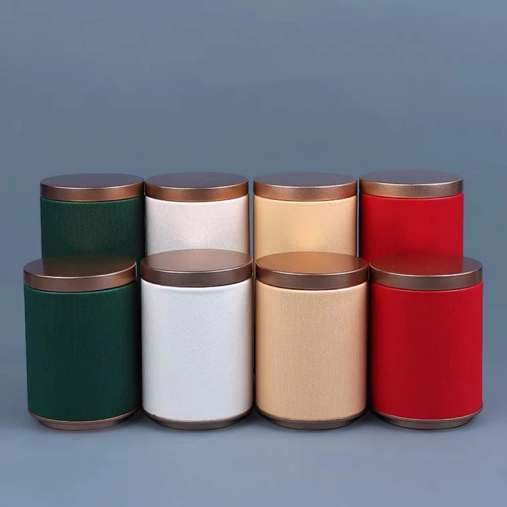 Luxury Paper Tube Airtight Cylinder Shape Food Grade Metal Tea Tin ...
