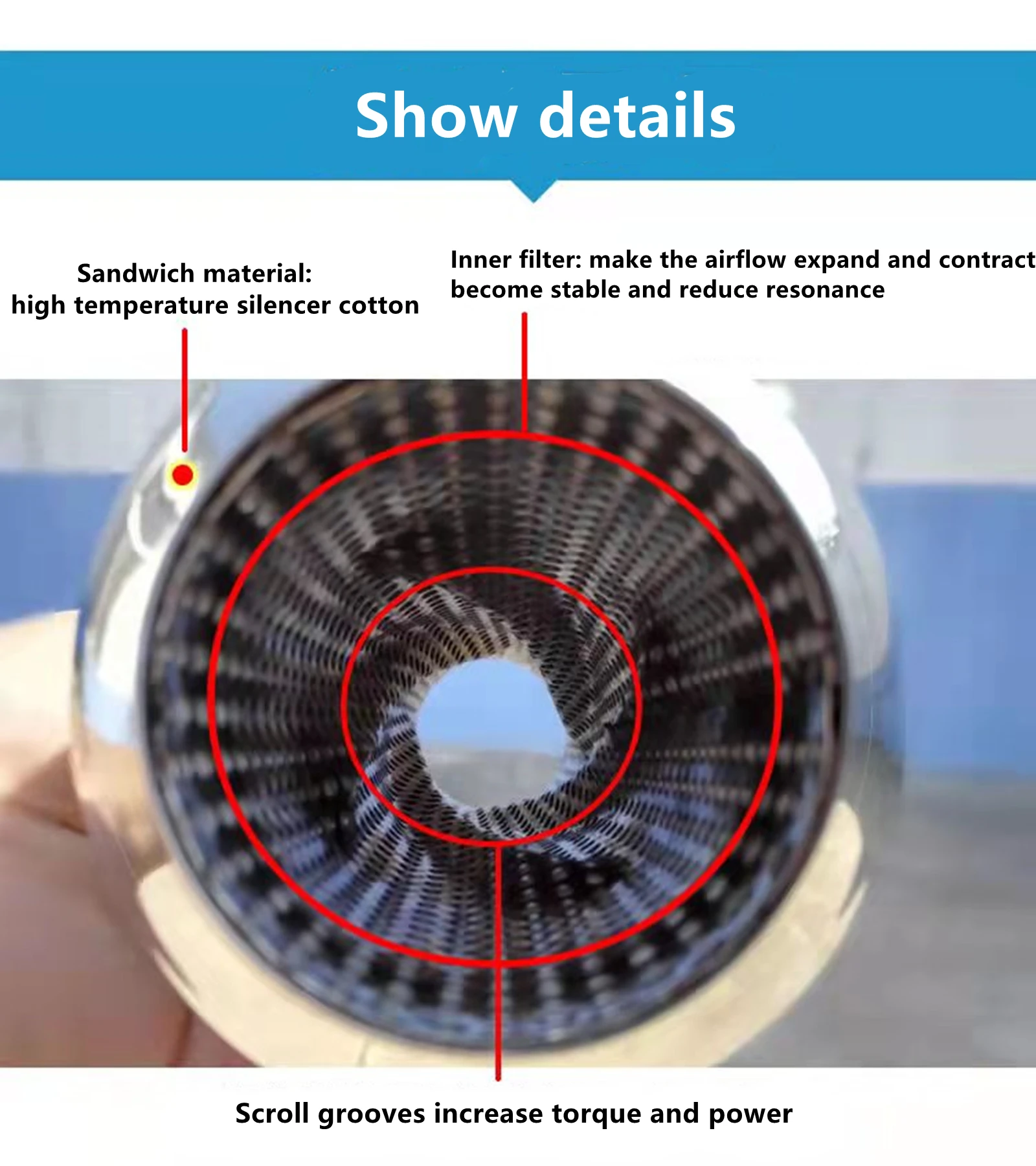 2.5" Inlet Stainless Steel Vortex Exhaust Pipes - Customizable