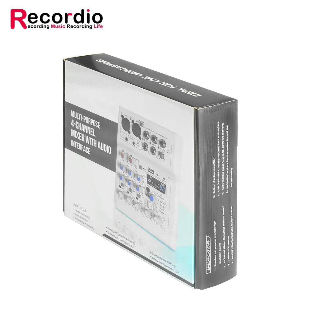 Gax-g4 Portable Sound Mixing Console Audio Mixer Record 48v Phantom ...