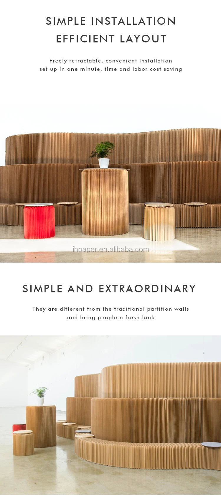 Ihpaper Customized Paper Wall Partition - Flexible & Eco-friendly