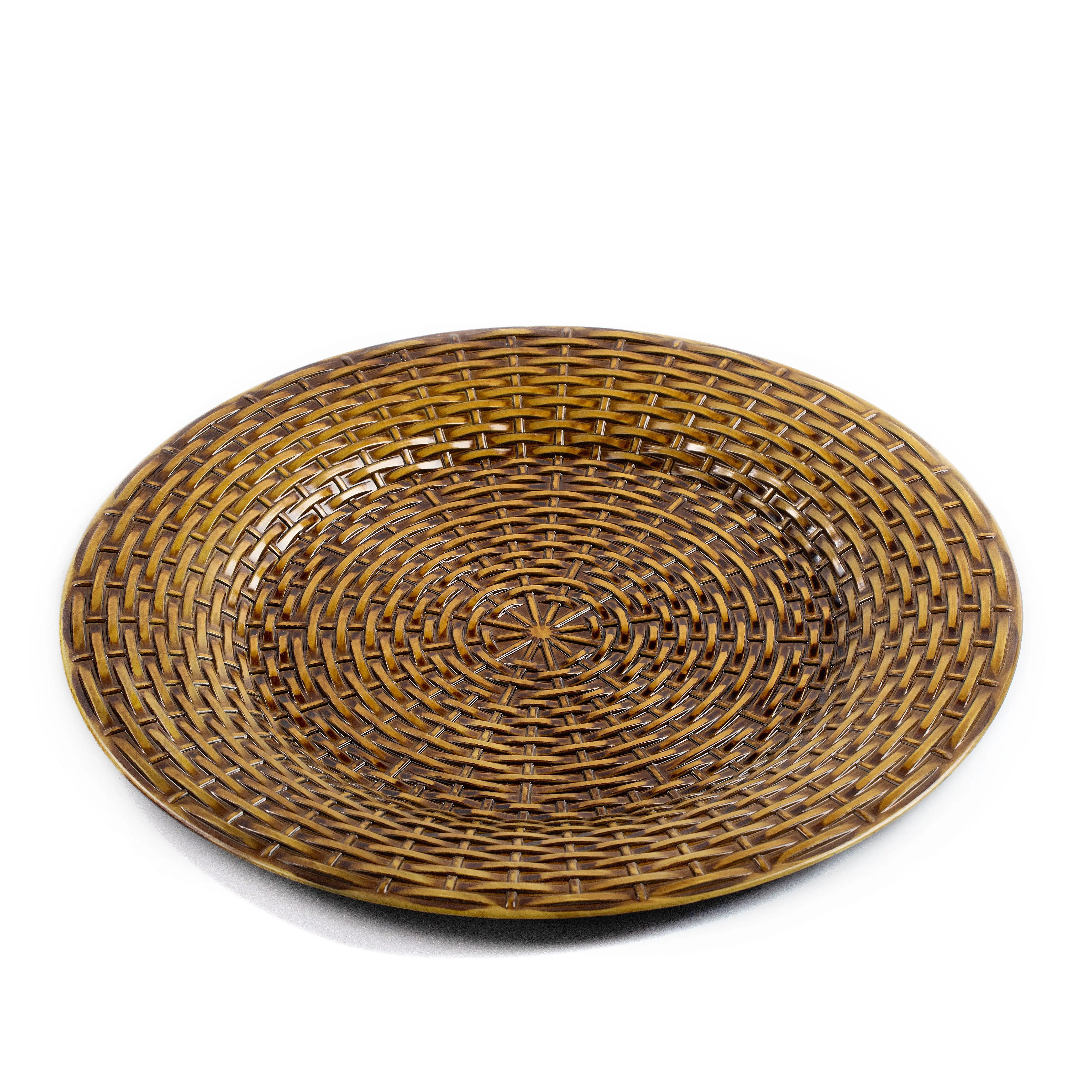 Wholesale Bulk Rattan Plastic Charger Plate Handcrafted Decorative Faux ...