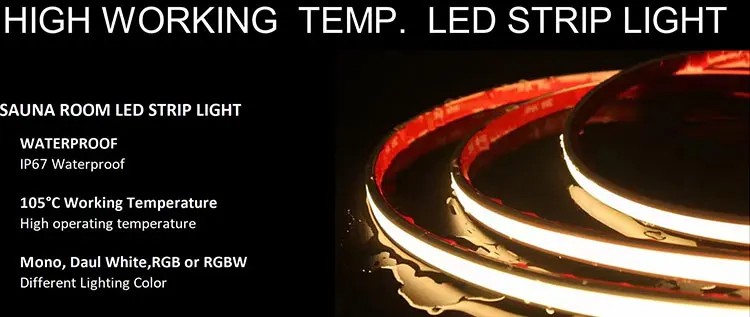 Sauna LED Strip Lights - IP68 Waterproof, 50000 Hours Lifespan