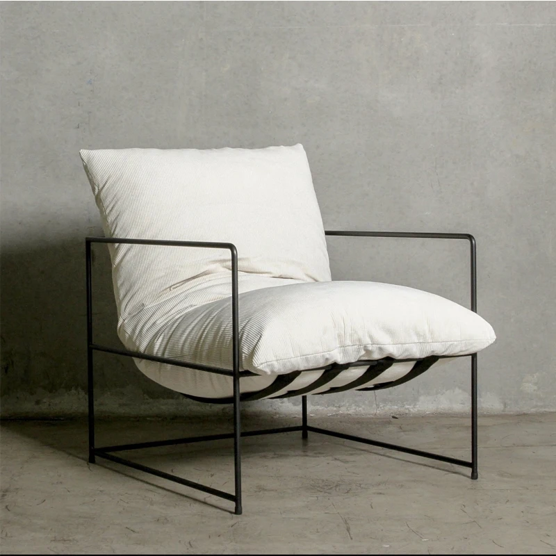 Modern Metal Frame Chaise Lounge Chair - Corduroy Living Room