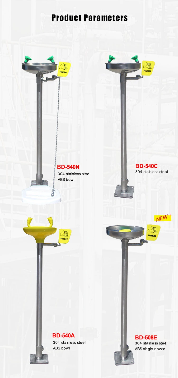 Foot Pedal And Leaver Open Flushing Water Stand Eyewash Safety - Buy ...