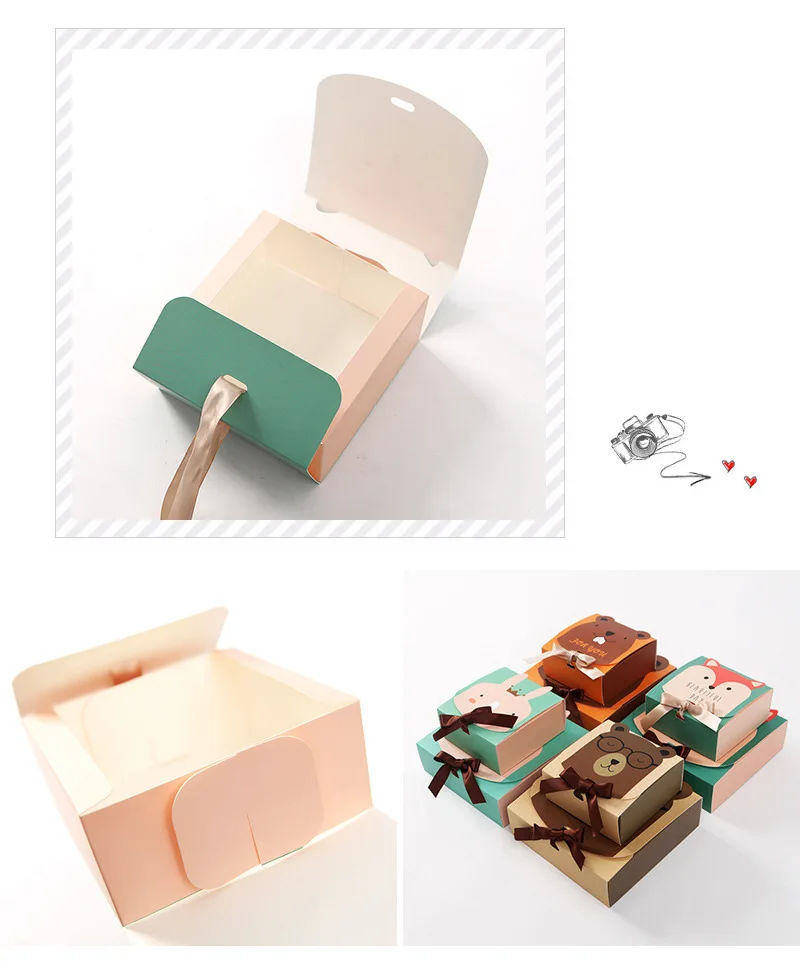 Cartoon Animal Paper Boxes Cube Kids Birthday Party Favors Gift ...