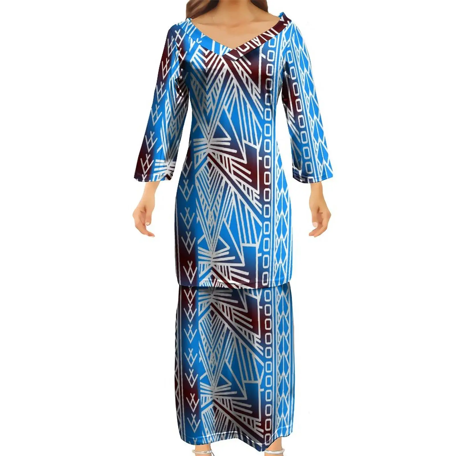 Factory Price Winter Polynesian Samoan Tribal Luxury Design V-neck ...