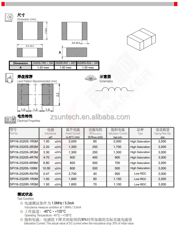 Multilayer Inductor Shielded Power No Crosstalk Inductor Spi16 Series ...