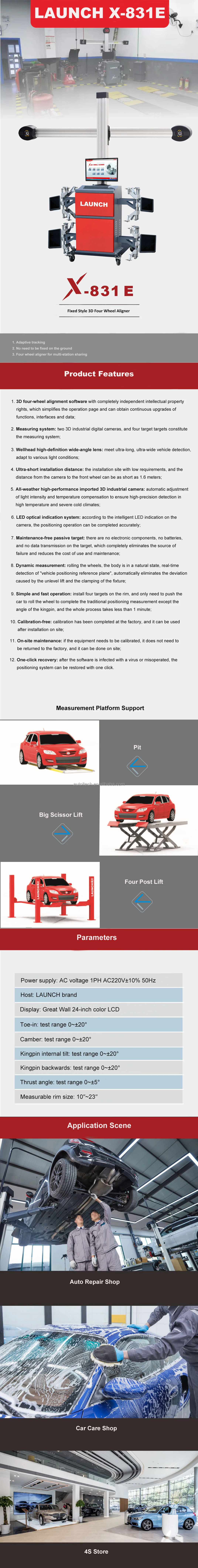 Launch X-831E Car Four Wheel Aligner - Professional 3D Alignment