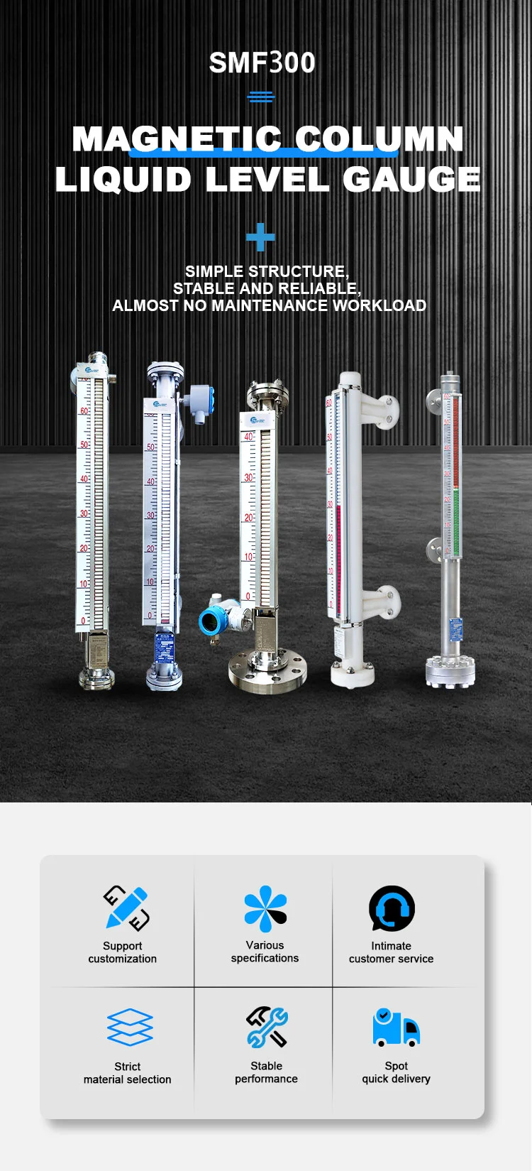SMF300 Magnetic Level Gauge - Accurate Water Tank Measurement