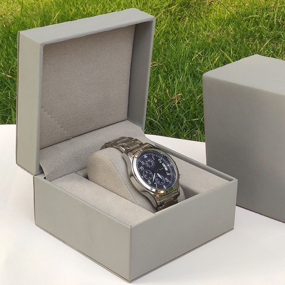 Custom Logo Watch Box - High-End Black Leather Packaging